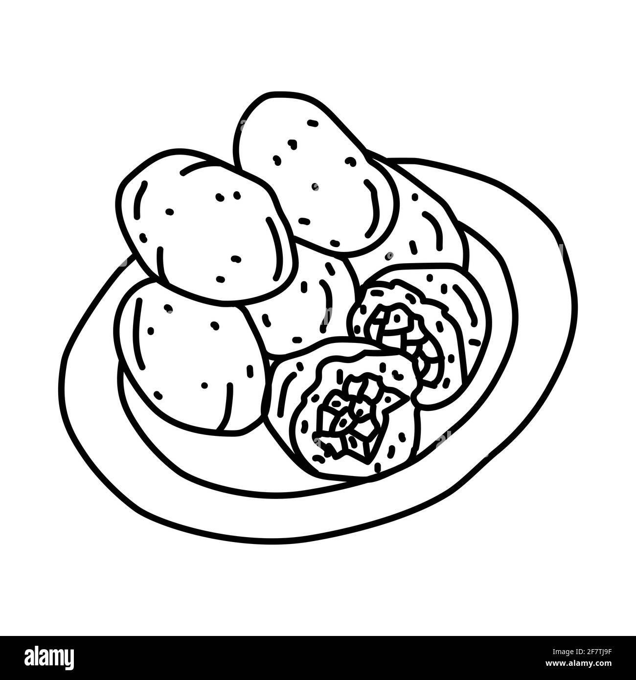 Combro Indonesian Food Hand Drawn Icon Set Vector Stock Vector Image ...