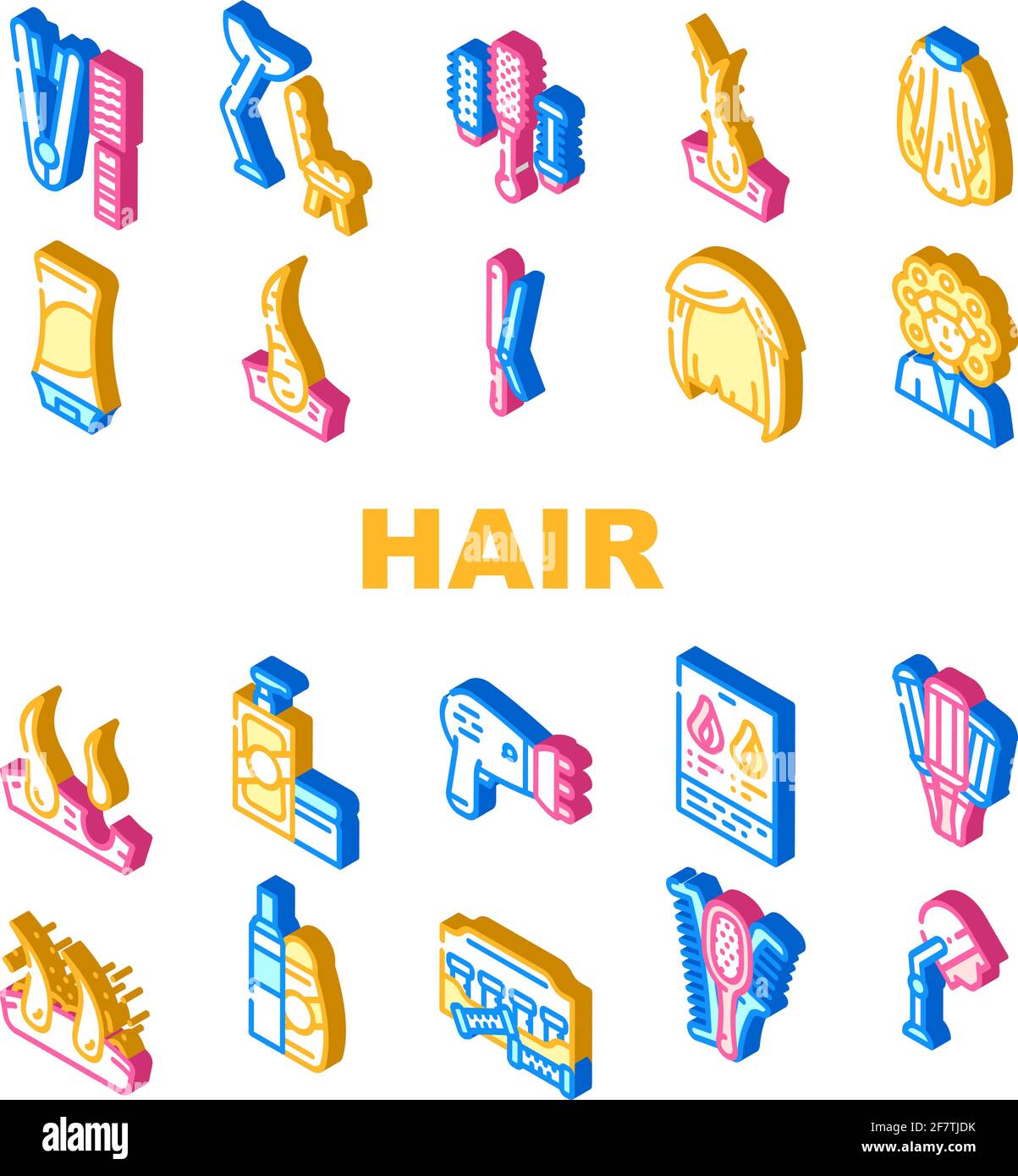 Healthy Hair Treatment Collection Icons Set Vector Stock Vector Image ...