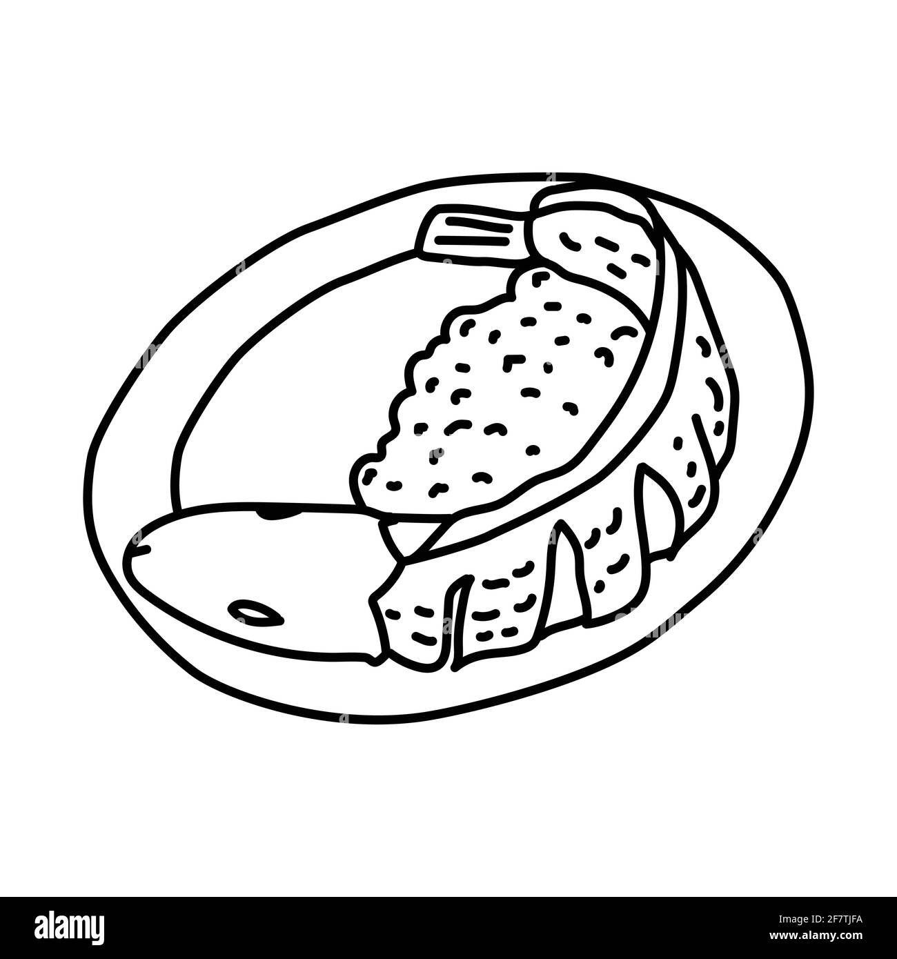 Pecel Lele Indonesian Food Hand Drawn Icon Set Vector Stock Vector ...