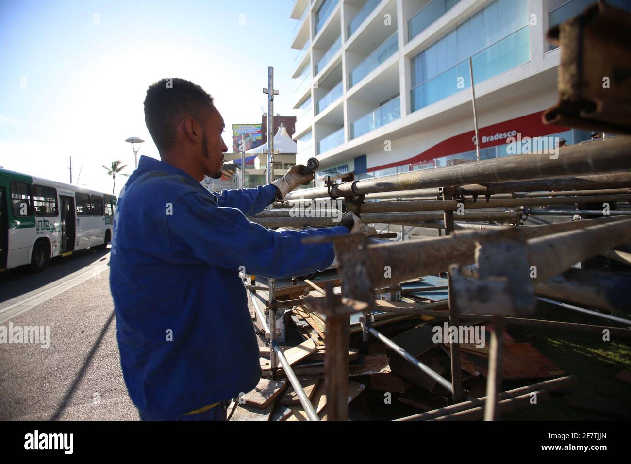 salvador, bahia/ brazil - january 29, 2018: Worker is seen assembling ...