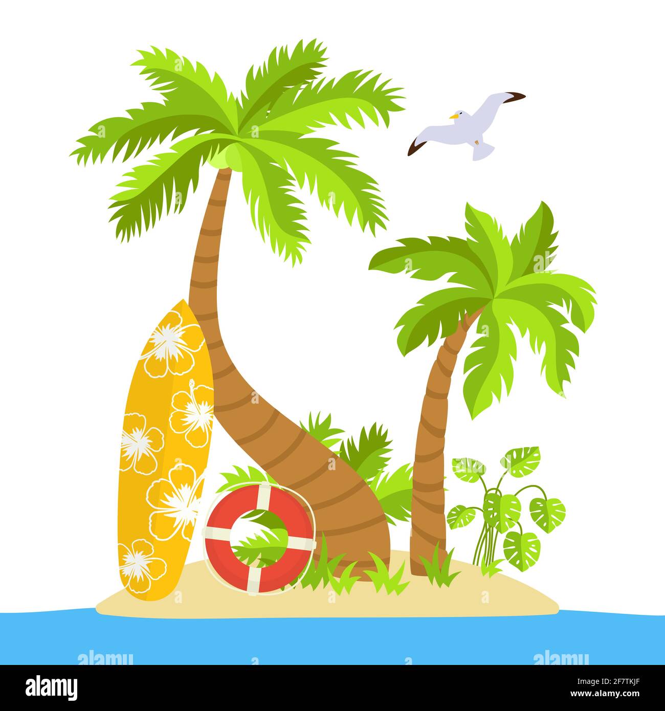 Cartoon Palm Tree And Beach