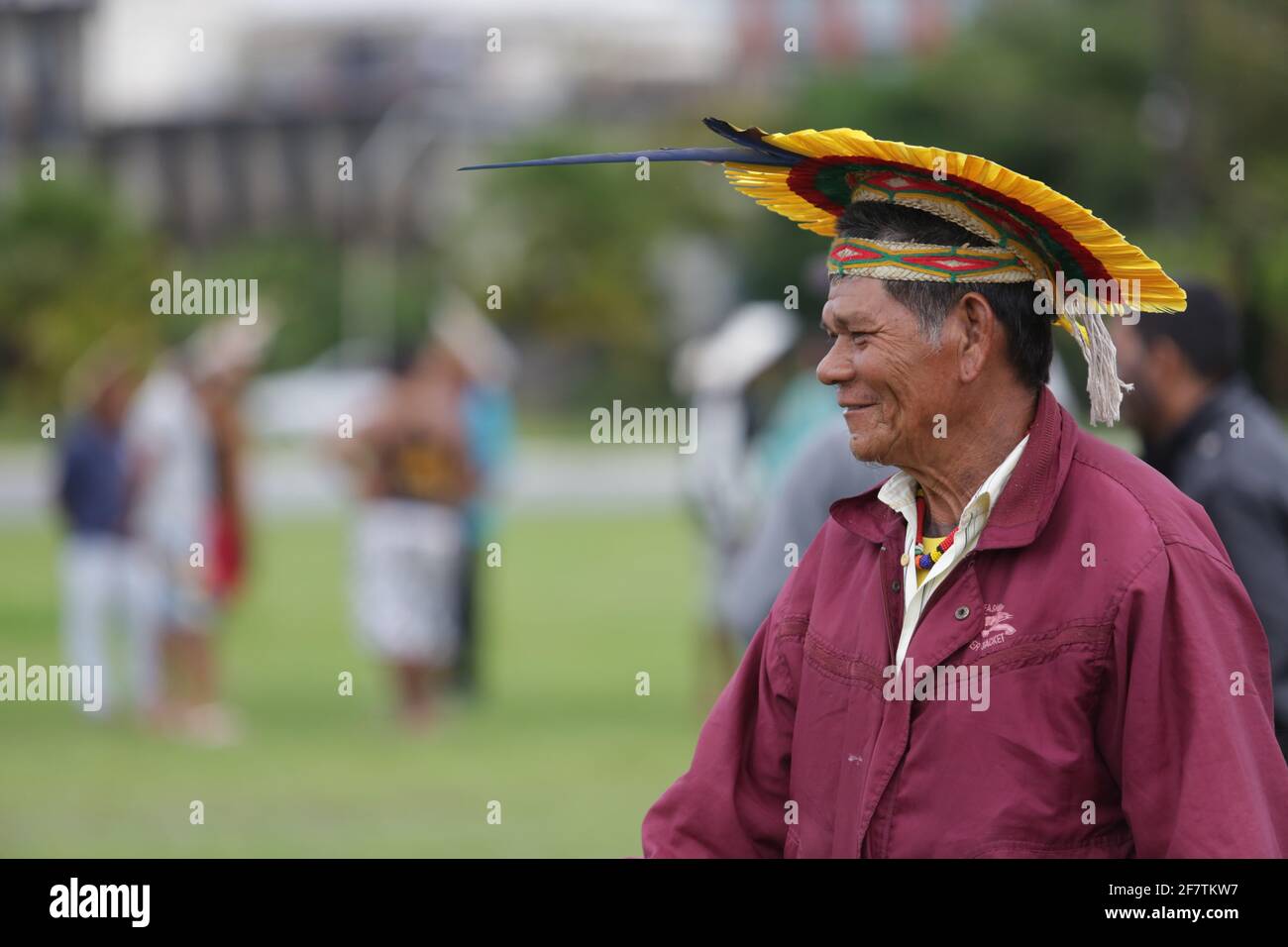 salvador, bahia / brazil - may 29, 2017: indigenous woman from Pataxo ...