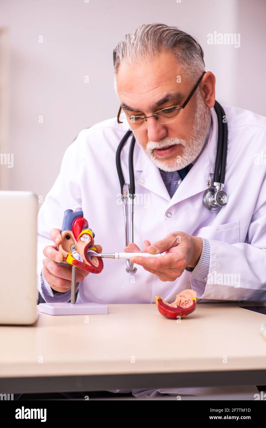 Aged male doctor cardiologist working at workplace Stock Photo - Alamy