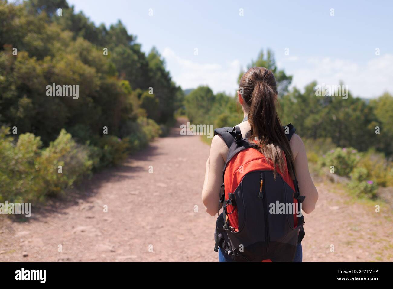 girl with backpack in the mountain Stock Photo - Alamy