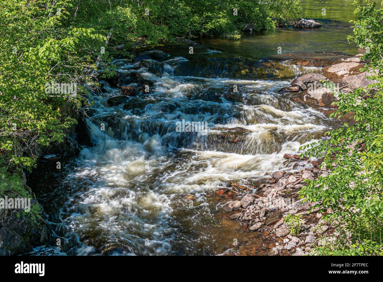 Eau Claire Gorge and waterfalls Calvin Ontario Canada in summer Stock ...
