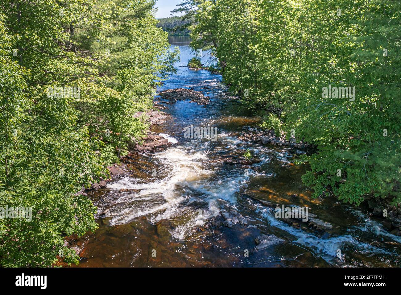 Eau Claire Gorge and waterfalls Calvin Ontario Canada in summer Stock ...