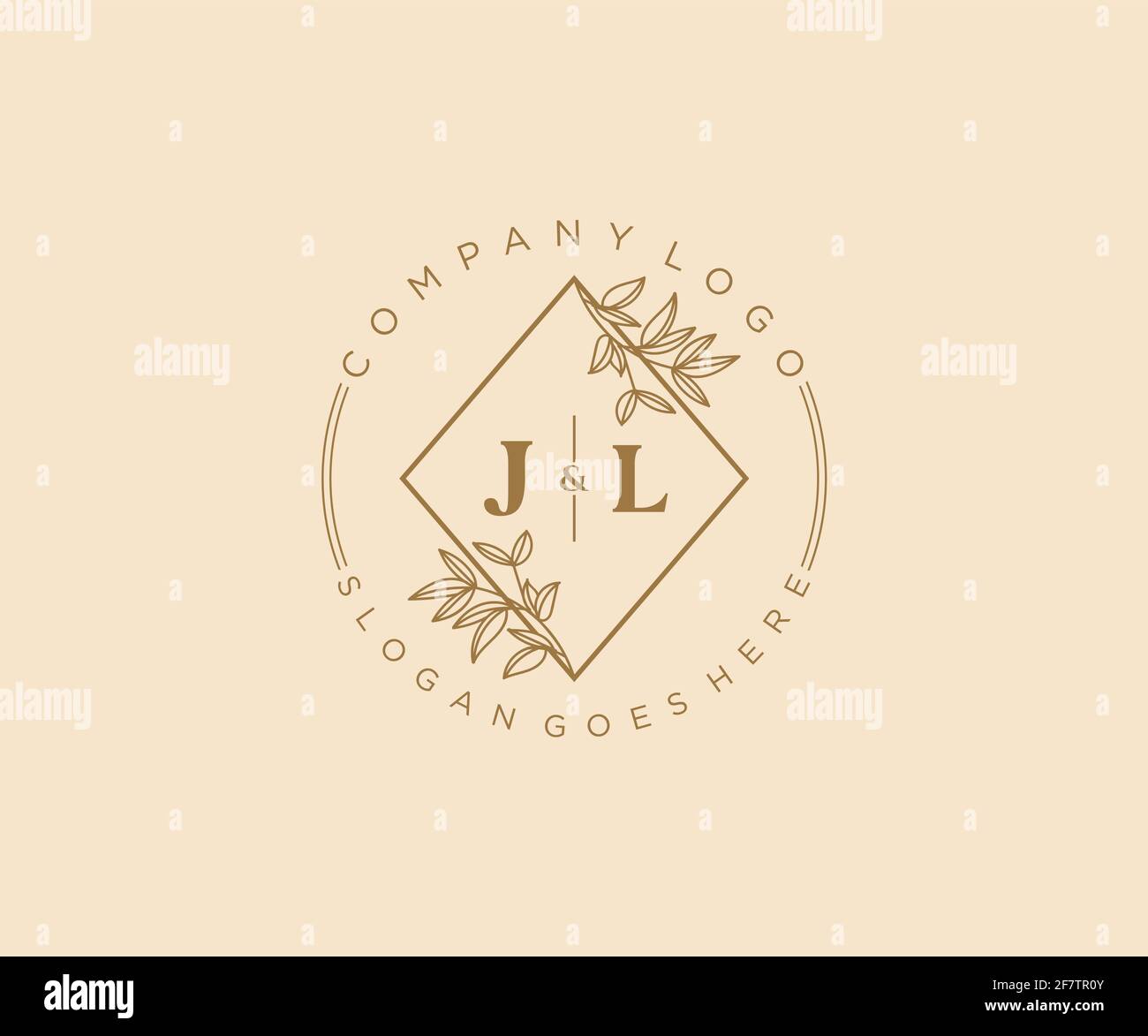 JL letters Beautiful floral feminine editable premade monoline logo ...