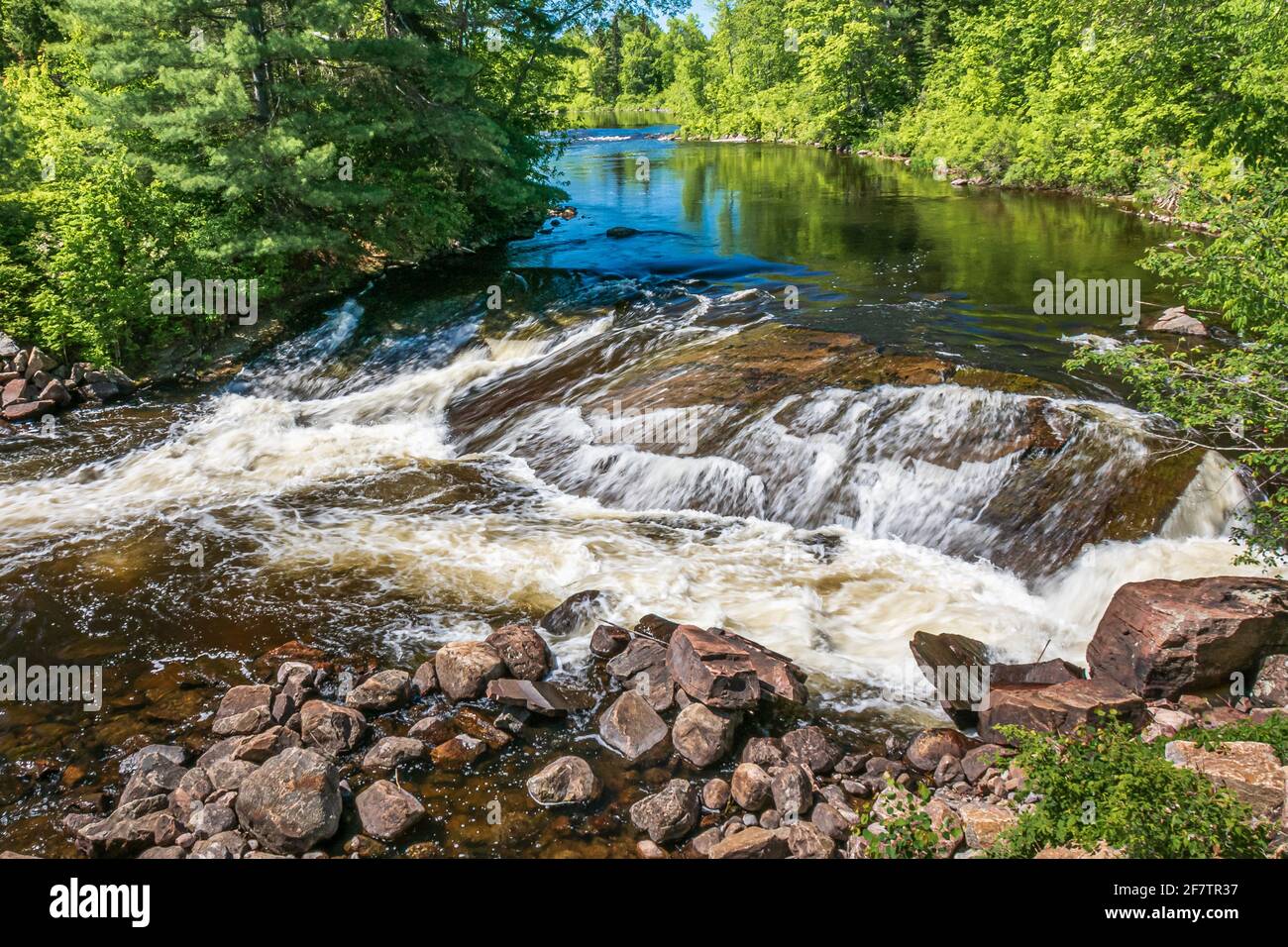 Eau Claire Gorge and waterfalls Calvin Ontario Canada in summer Stock ...