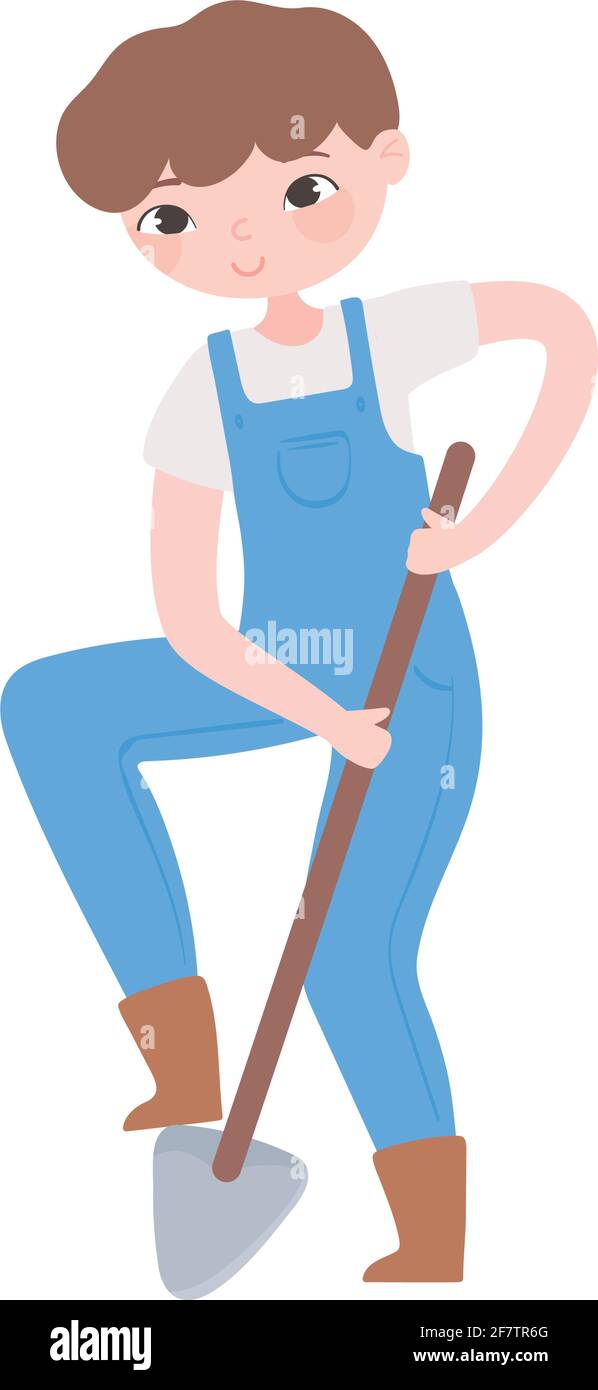farmer with shovel cartoon isolated Stock Vector Image & Art - Alamy