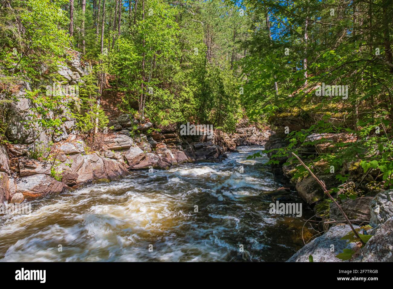 Eau Claire Gorge and waterfalls Calvin Ontario Canada in summer Stock ...