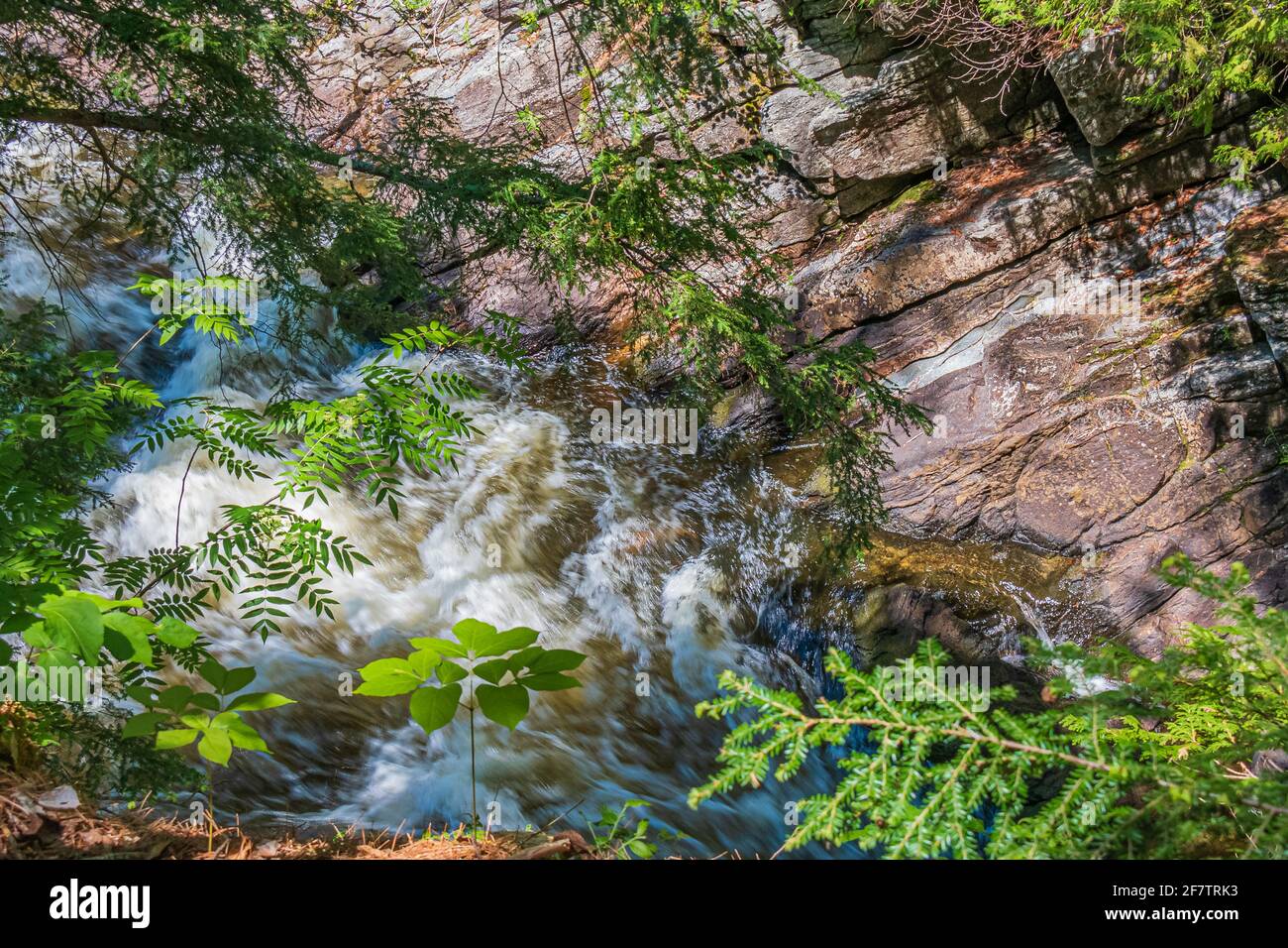 Eau Claire Gorge and waterfalls Calvin Ontario Canada in summer Stock ...