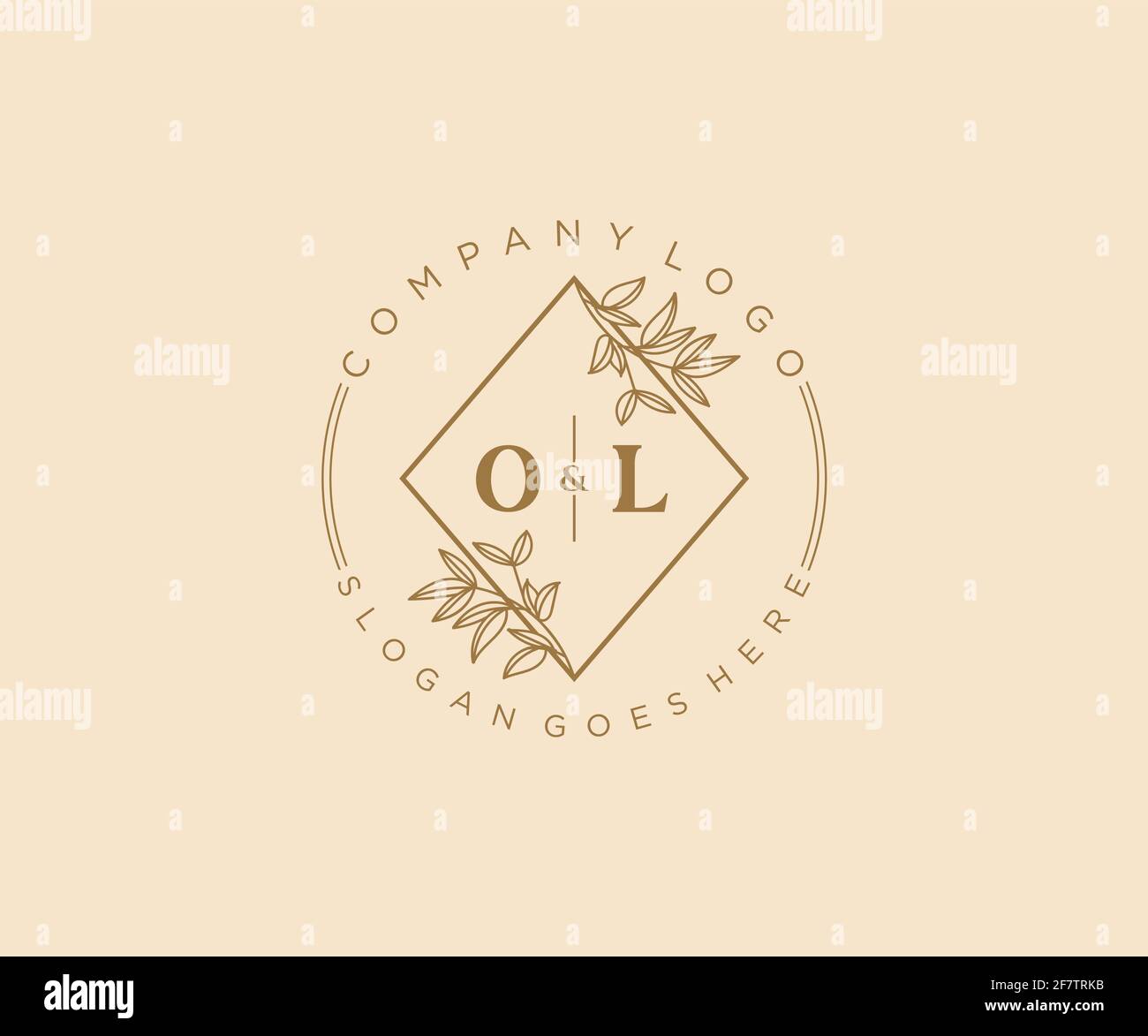 OL letters Beautiful floral feminine editable premade monoline logo ...