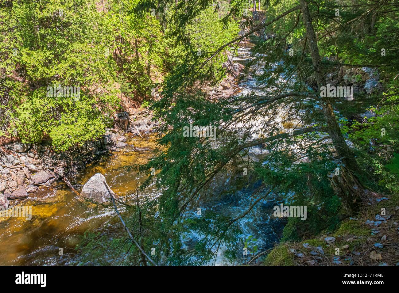 Eau Claire Gorge and waterfalls Calvin Ontario Canada in summer Stock ...