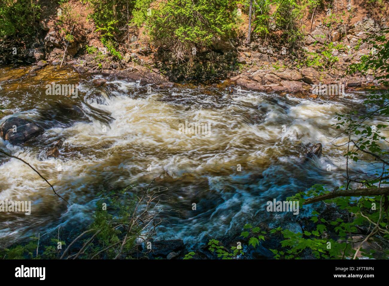 Eau Claire Gorge and waterfalls Calvin Ontario Canada in summer Stock ...