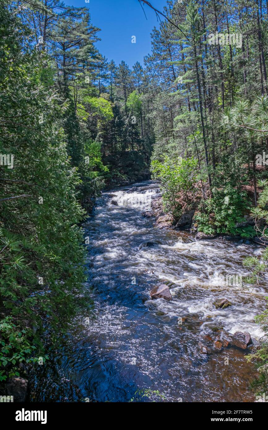 Eau Claire Gorge and waterfalls Calvin Ontario Canada in summer Stock ...