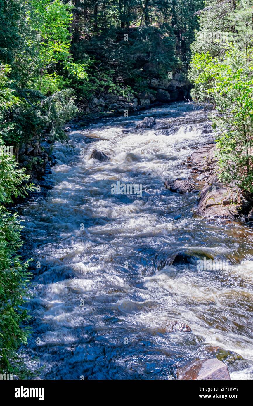Eau Claire Gorge and waterfalls Calvin Ontario Canada in summer Stock ...
