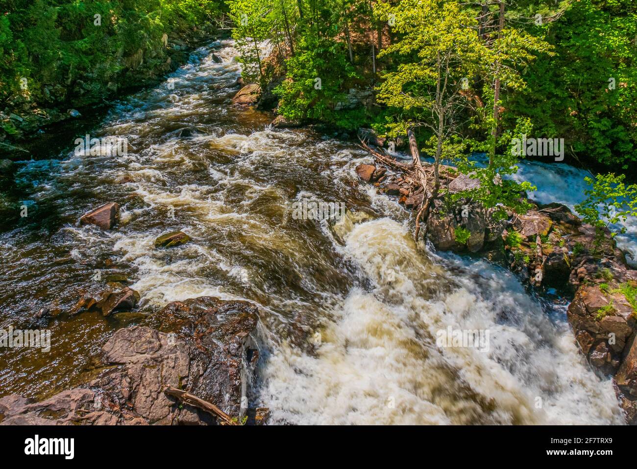 Eau Claire Gorge and waterfalls Calvin Ontario Canada in summer Stock ...