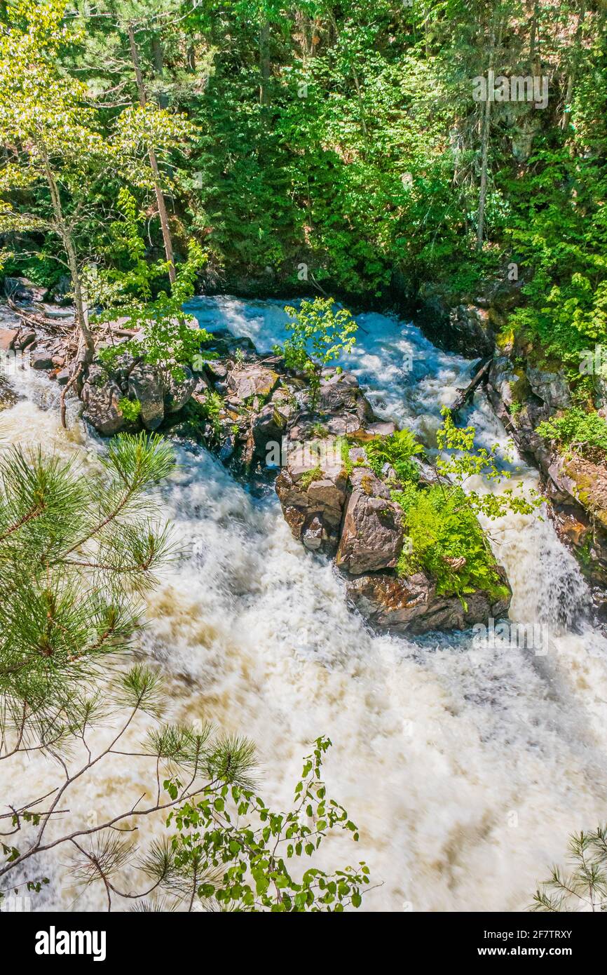 Eau Claire Gorge and waterfalls Calvin Ontario Canada in summer Stock ...