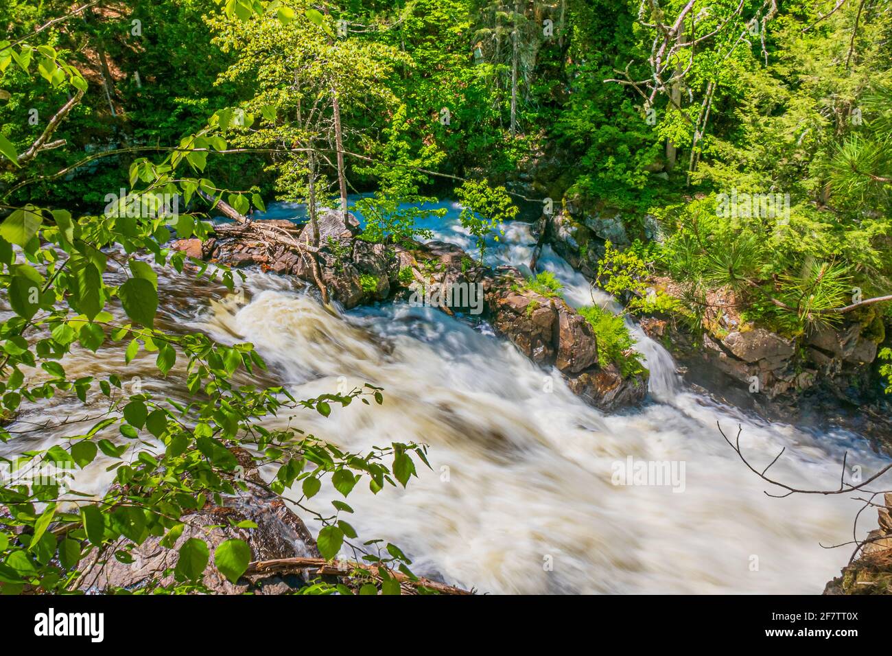 Eau Claire Gorge and waterfalls Calvin Ontario Canada in summer Stock ...