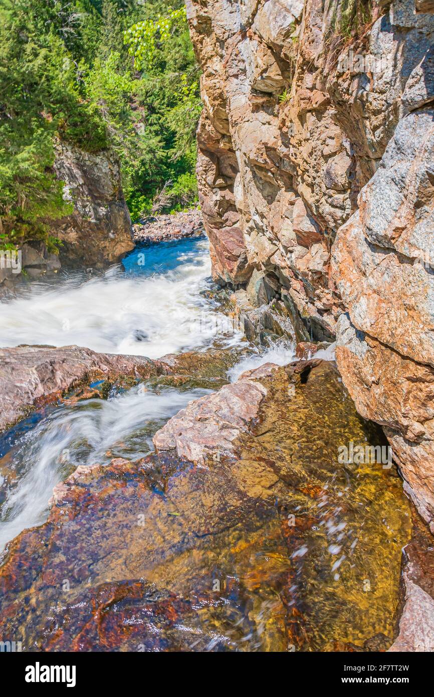 Eau Claire Gorge and waterfalls Calvin Ontario Canada in summer Stock ...