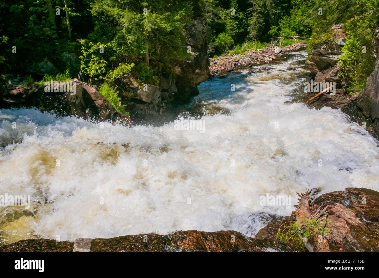 Eau Claire Gorge and waterfalls Calvin Ontario Canada in summer Stock ...