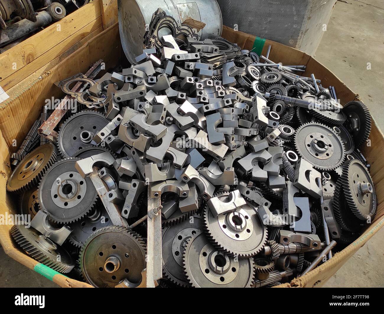 Box full of spare parts for cars Stock Photo - Alamy