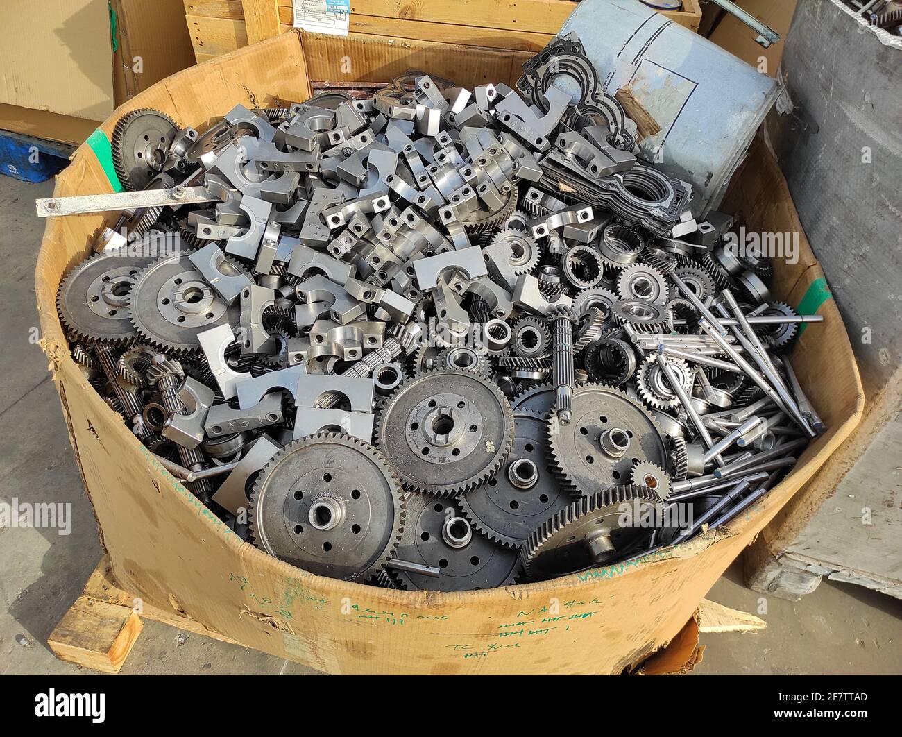 Box full of spare parts for cars Stock Photo - Alamy