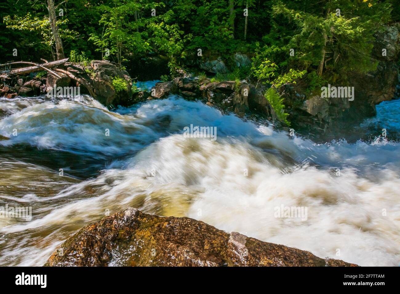 Eau Claire Gorge and waterfalls Calvin Ontario Canada in summer Stock ...