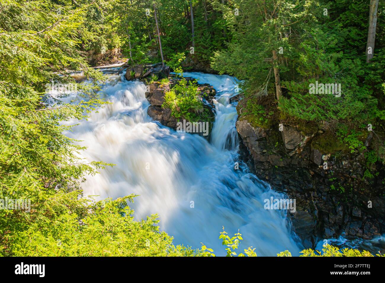 Eau Claire Gorge and waterfalls Calvin Ontario Canada in summer Stock ...