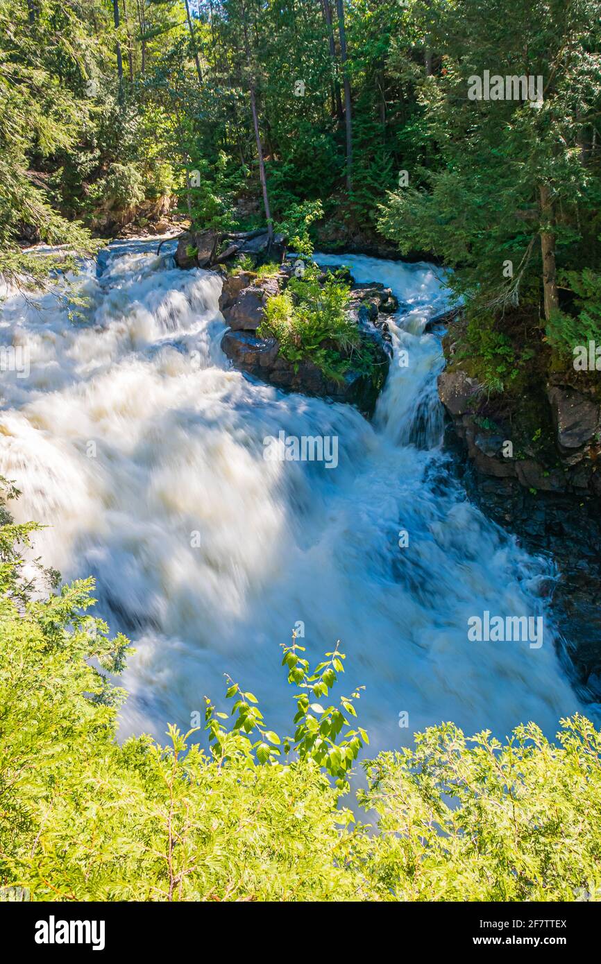 Eau Claire Gorge and waterfalls Calvin Ontario Canada in summer Stock ...