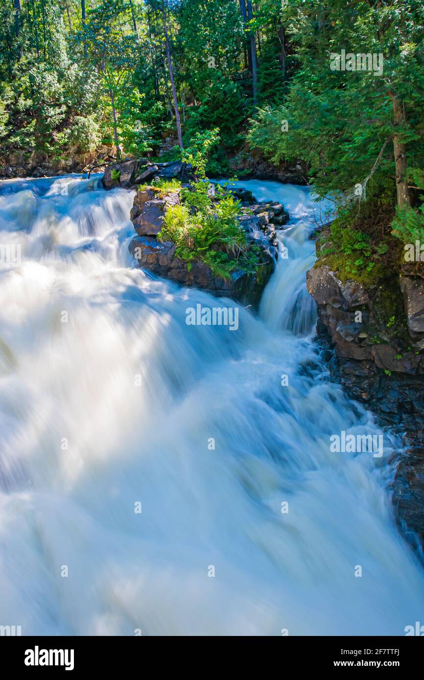 Eau Claire Gorge and waterfalls Calvin Ontario Canada in summer Stock ...