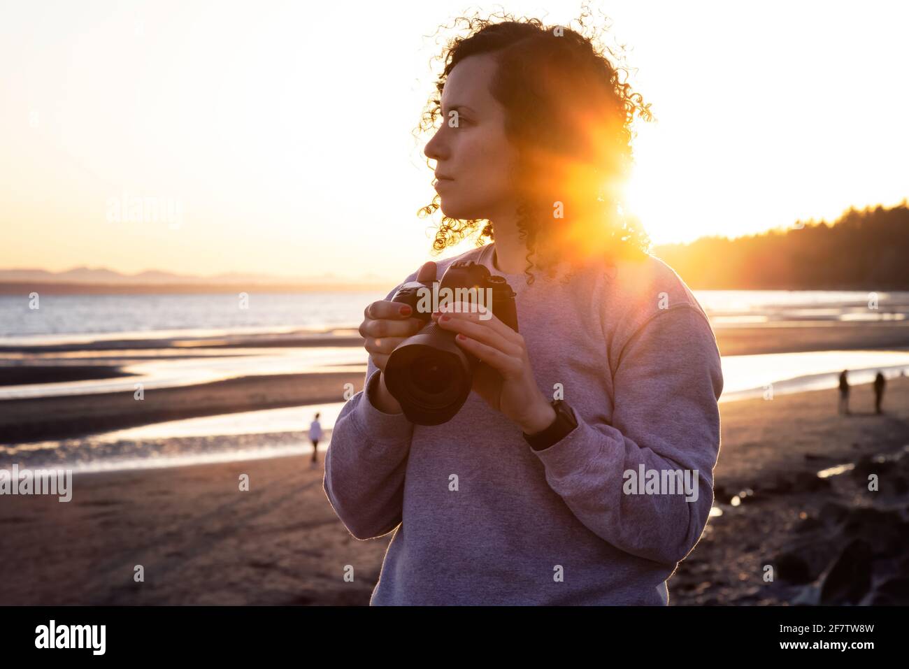 Adventure Travel Photographer at West Pacific Ocean Coast Stock Photo ...