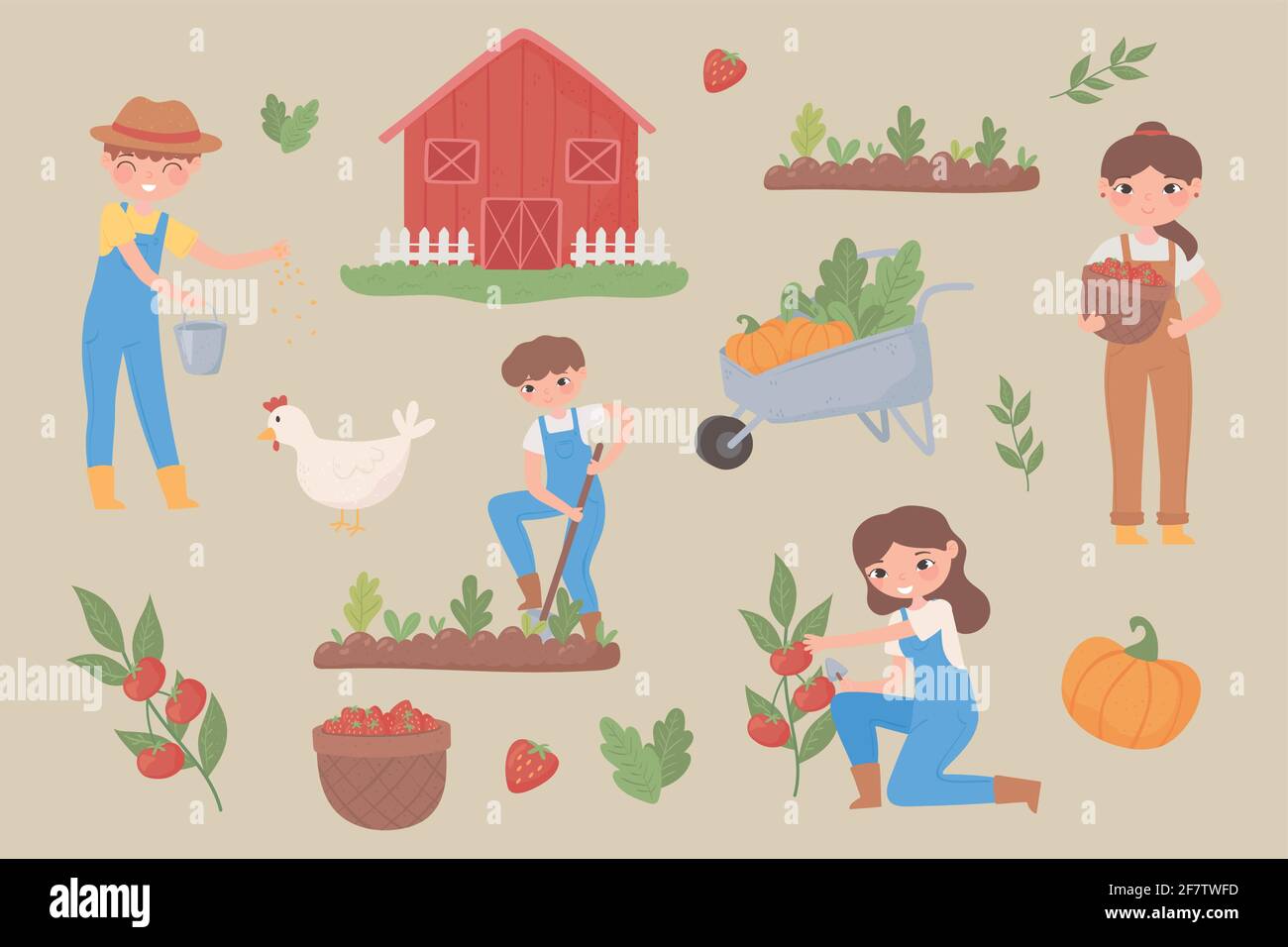 Agricultural farm farming work workers worker Stock Vector Images - Alamy