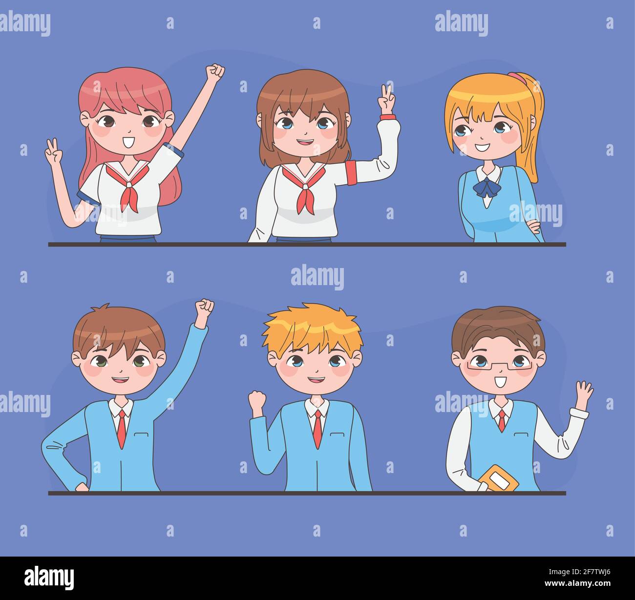school students manga comis characters Stock Vector Image & Art - Alamy