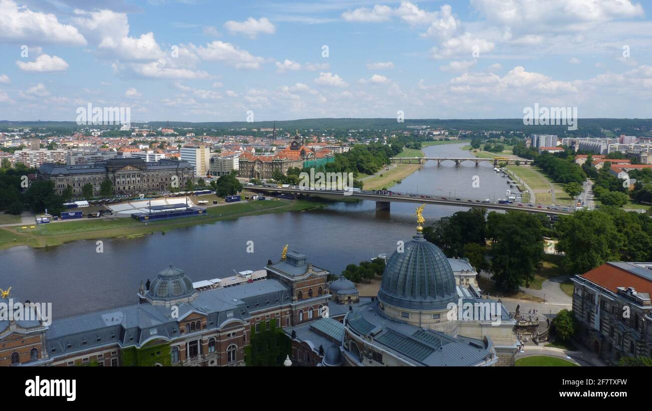 Cityscape of Dresden with a view of famous Dresden Frauenkirche ...