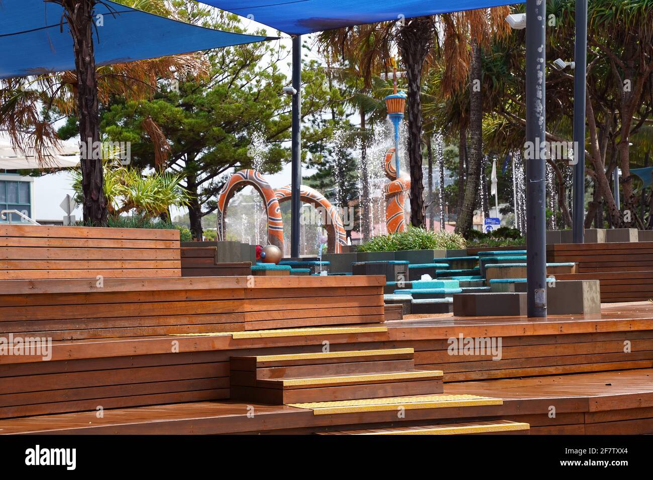 Yeppoon, Queensland, Australia - April 2021: Steps up to a water park ...