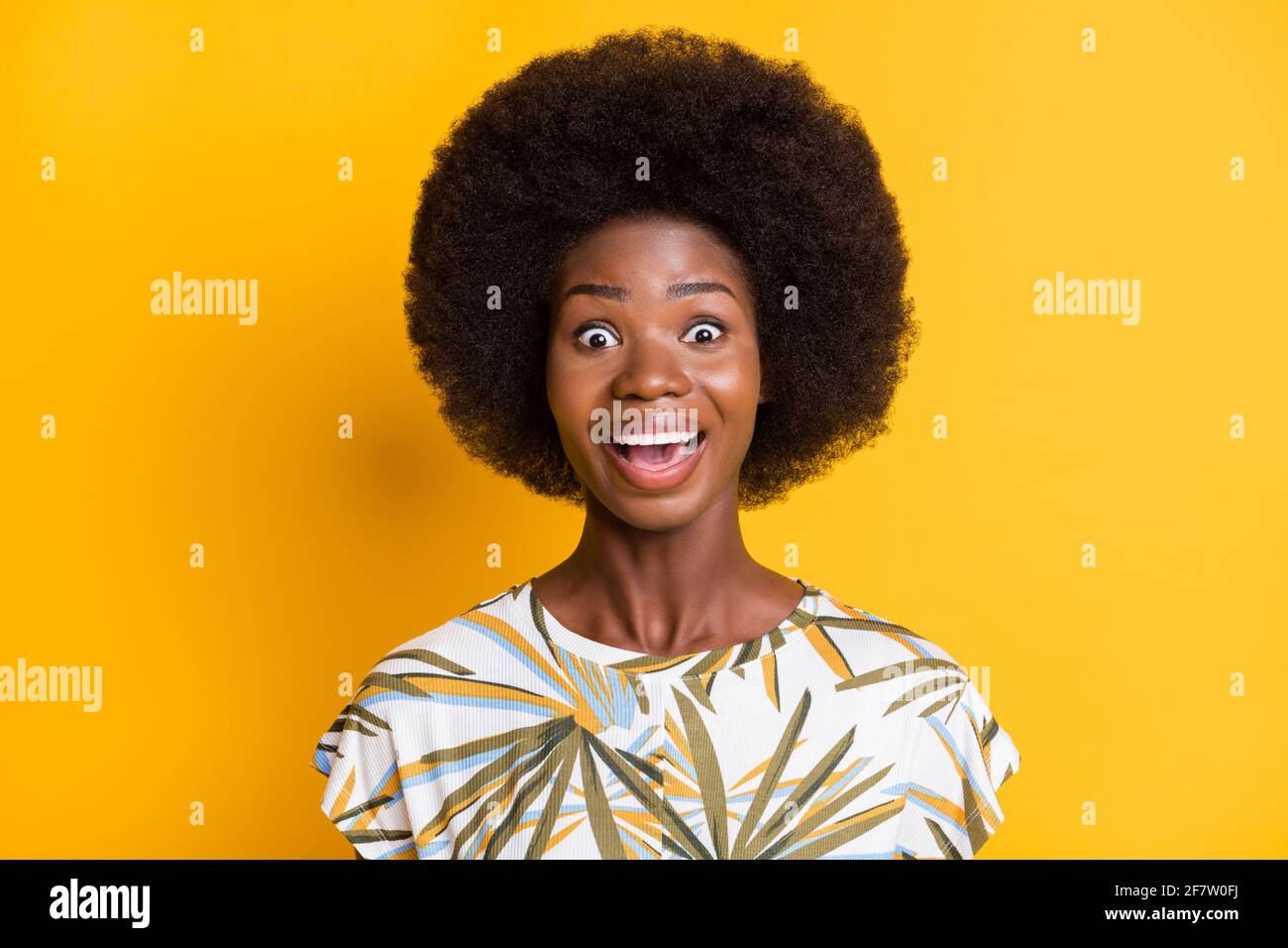 Close up portrait of pretty impressed person open mouth shock reaction ...