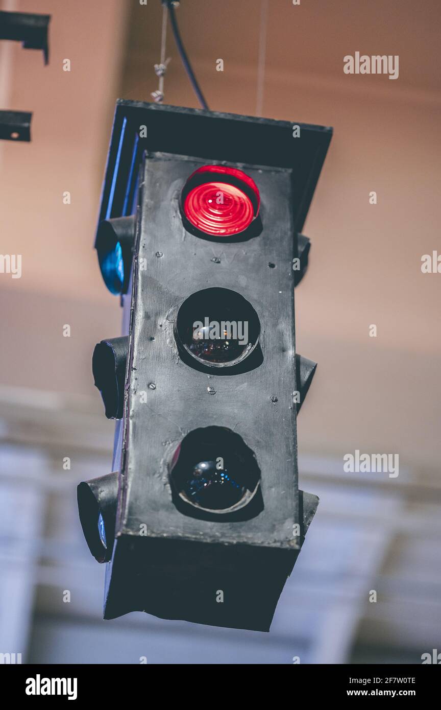 Vertical shot of a traffic light showing stop Stock Photo - Alamy