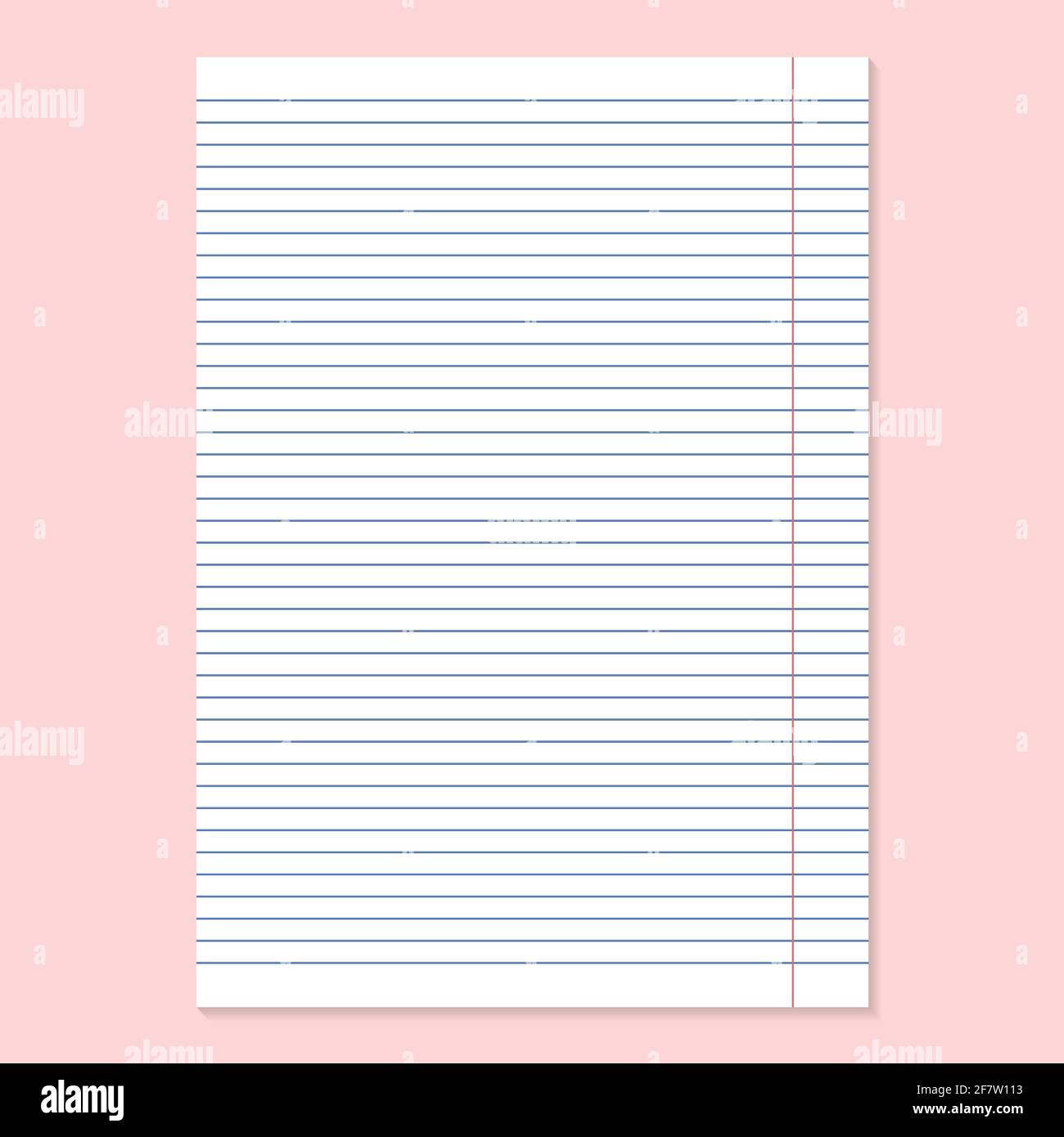 Grid paper. Realistic blank lined paper sheet in A4 format. Striped ...