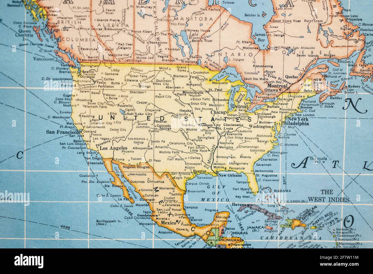 Closeup shot of a map which shows The United States Stock Photo - Alamy