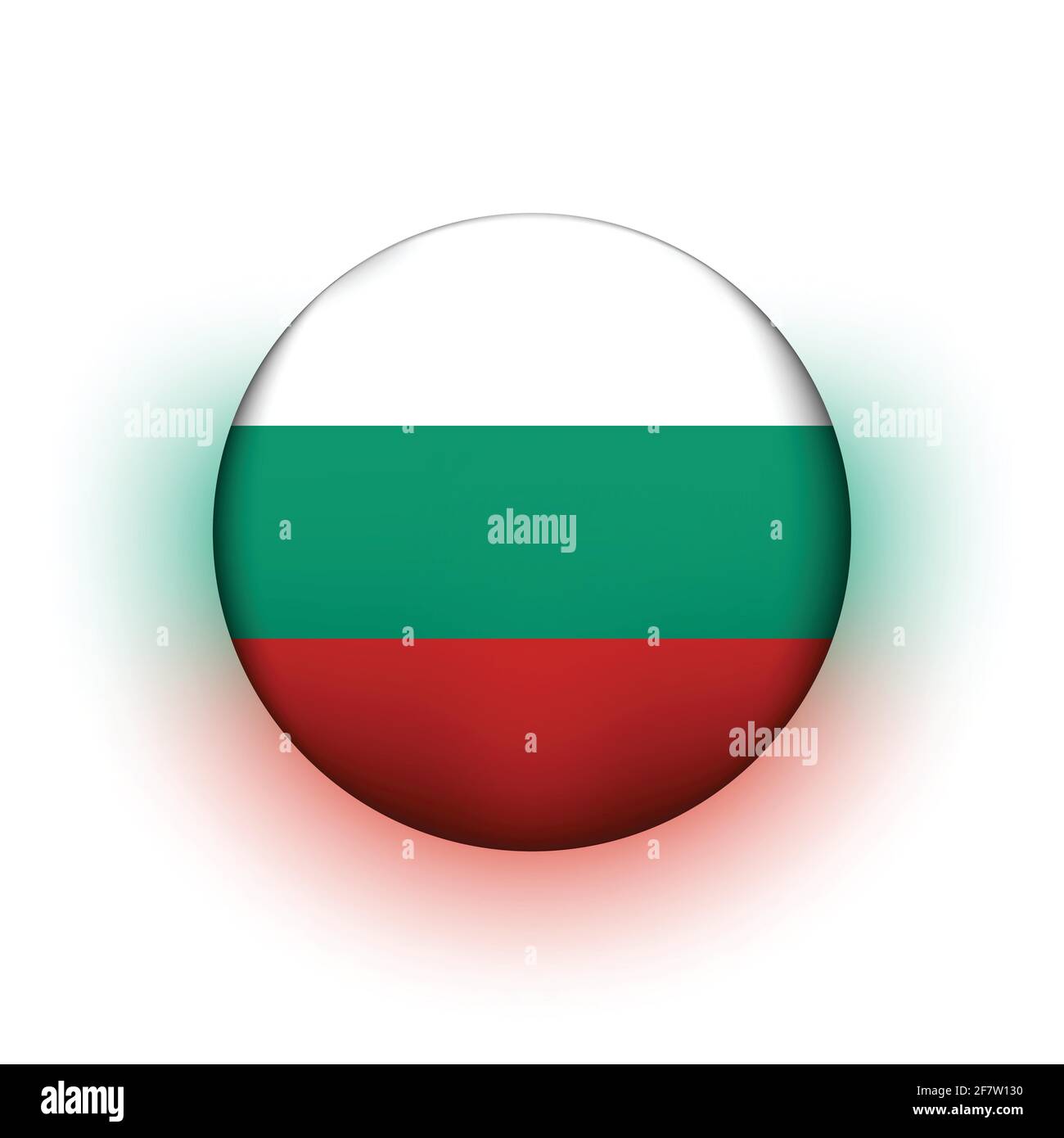 Glass light ball with flag of Bulgaria. Round sphere, template icon ...