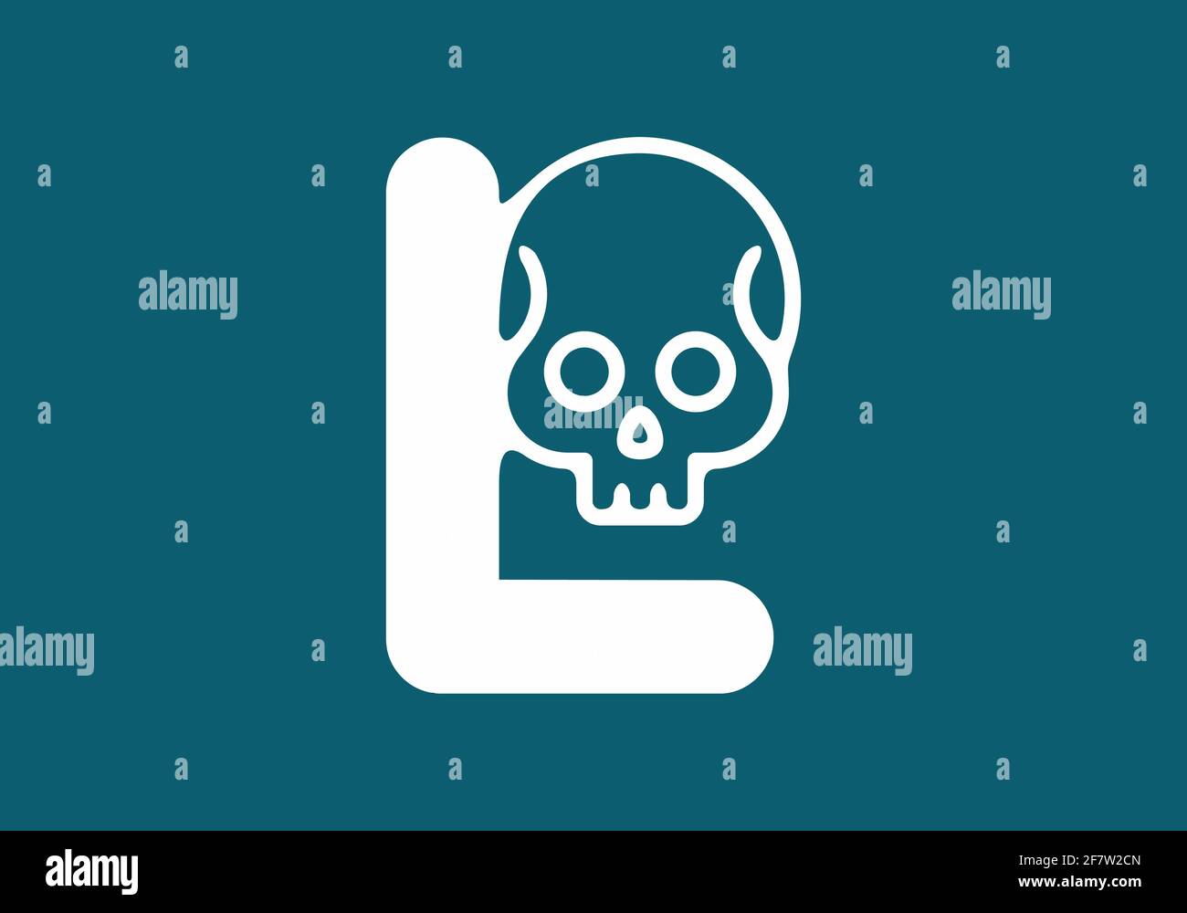 Initial letter with skeleton skull head design Stock Vector Image & Art ...