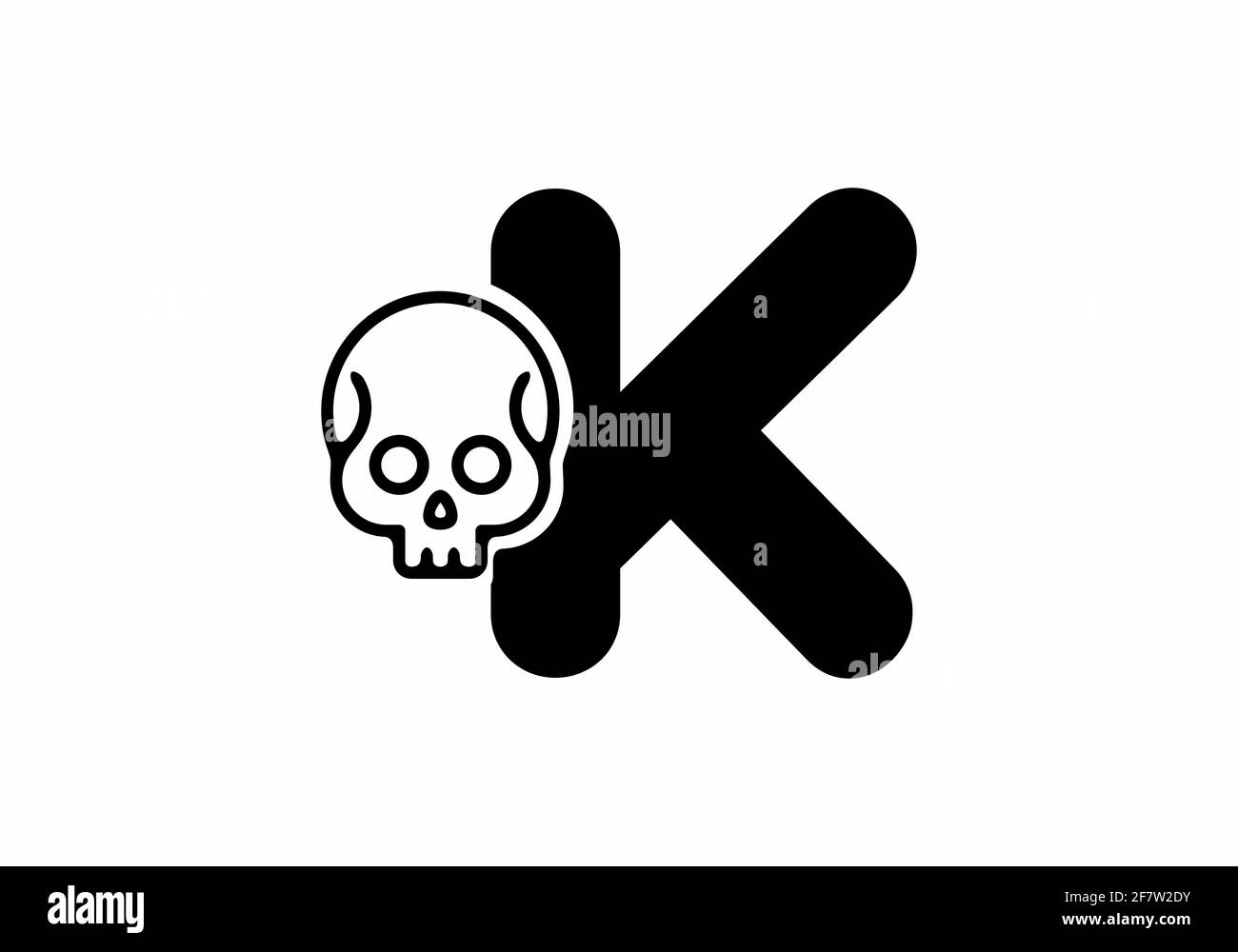 Initial letter with skeleton skull head design Stock Vector Image & Art ...