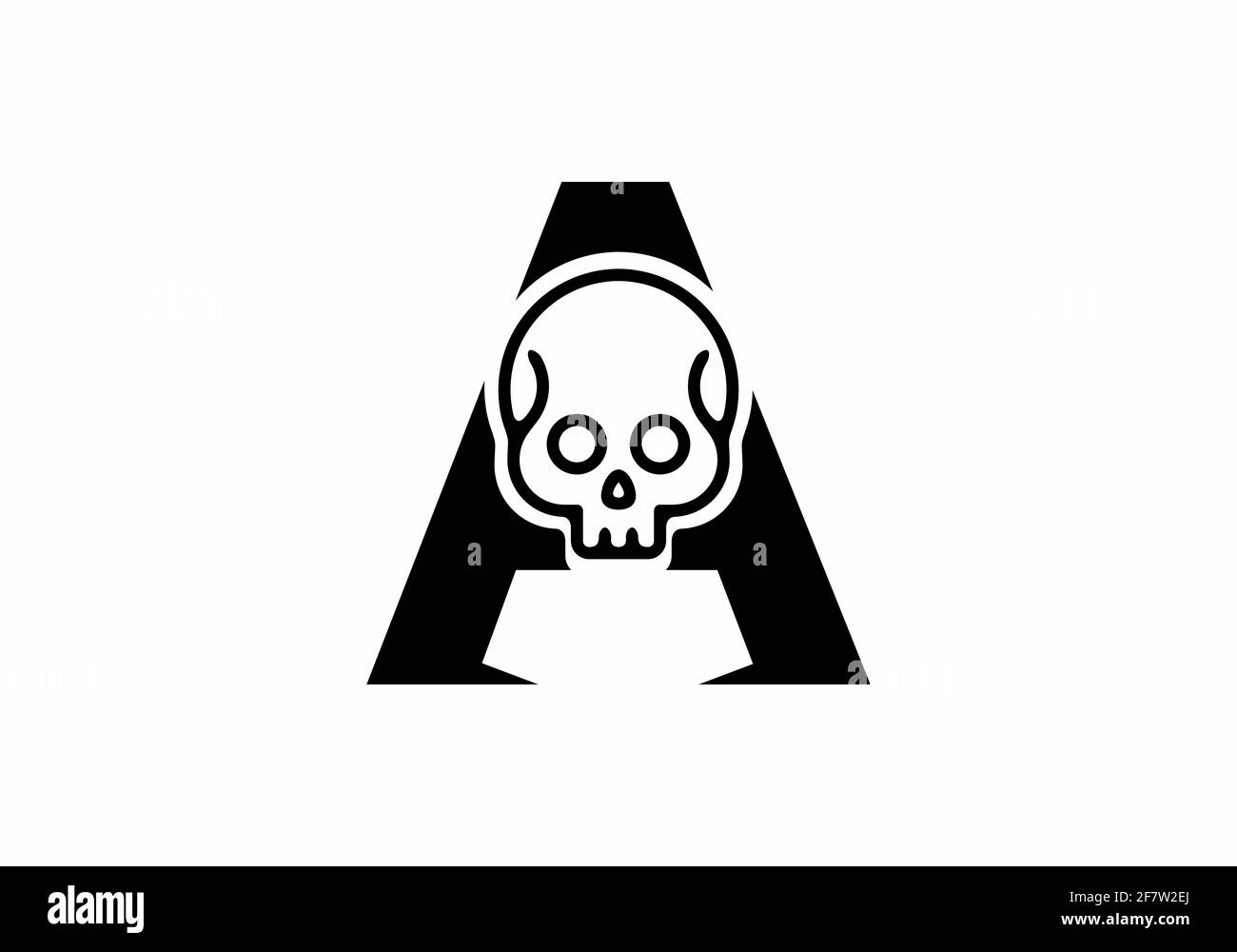Black A initial letter with skull head design Stock Vector Image & Art ...