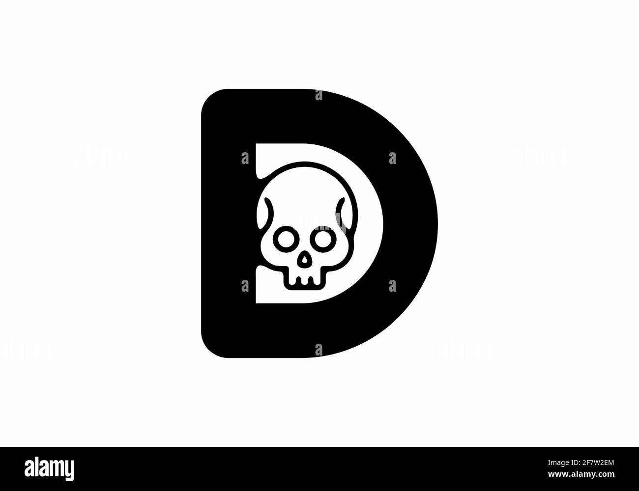 Black D initial letter with skull head design Stock Vector Image & Art ...