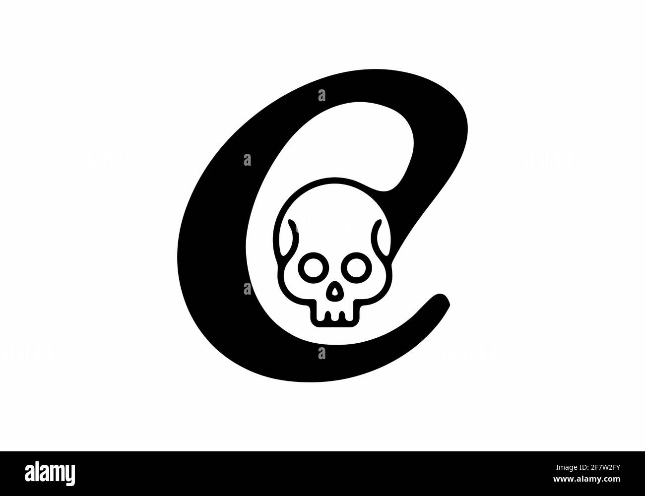 Black C initial letter with skull head design Stock Vector Image & Art ...