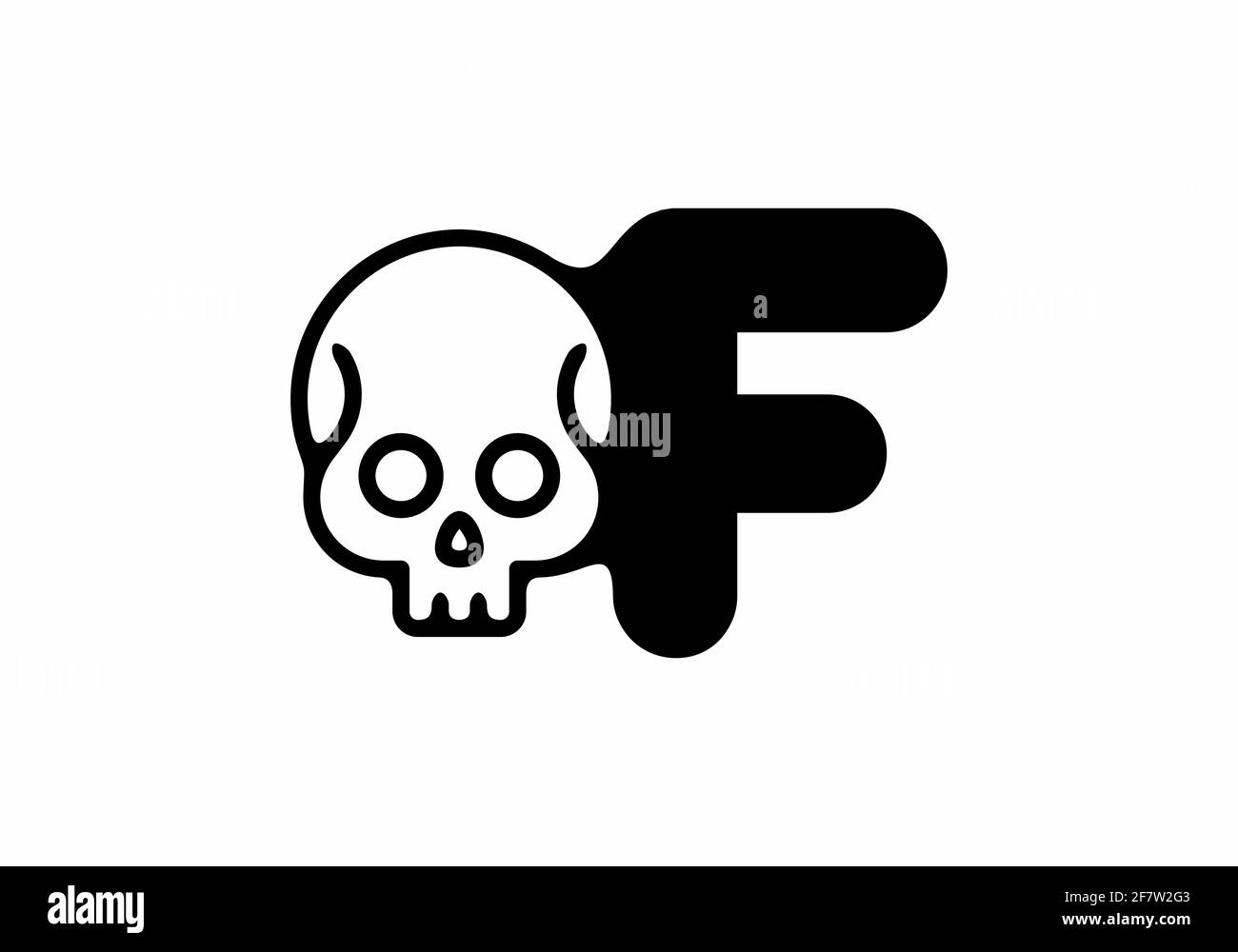 Black F initial letter with skeleton head design Stock Vector Image ...