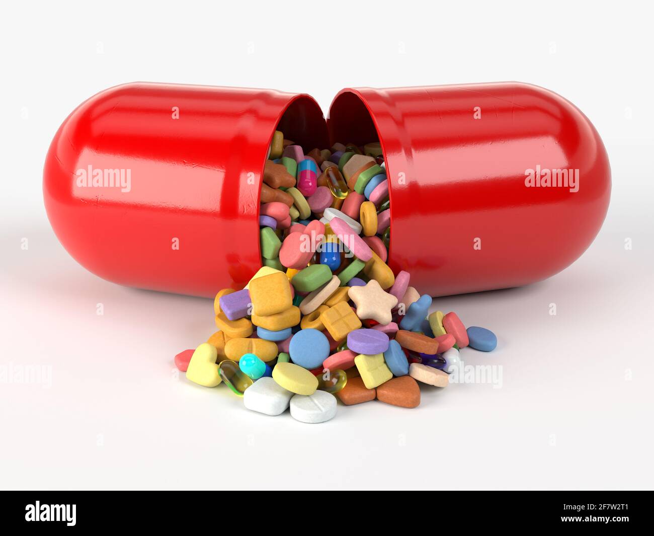 inside of capsule extracted out. 3D illustration isolated on white ...