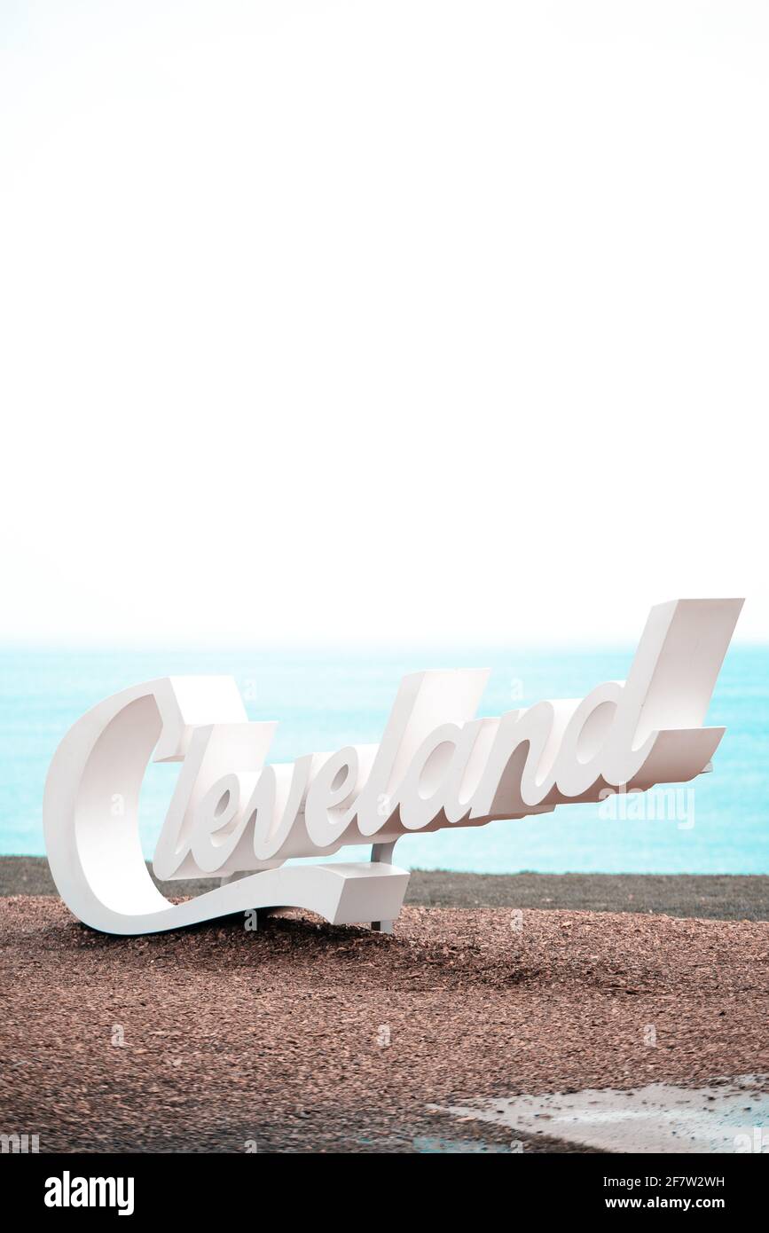 cleveland ohio script sign Stock Photo - Alamy