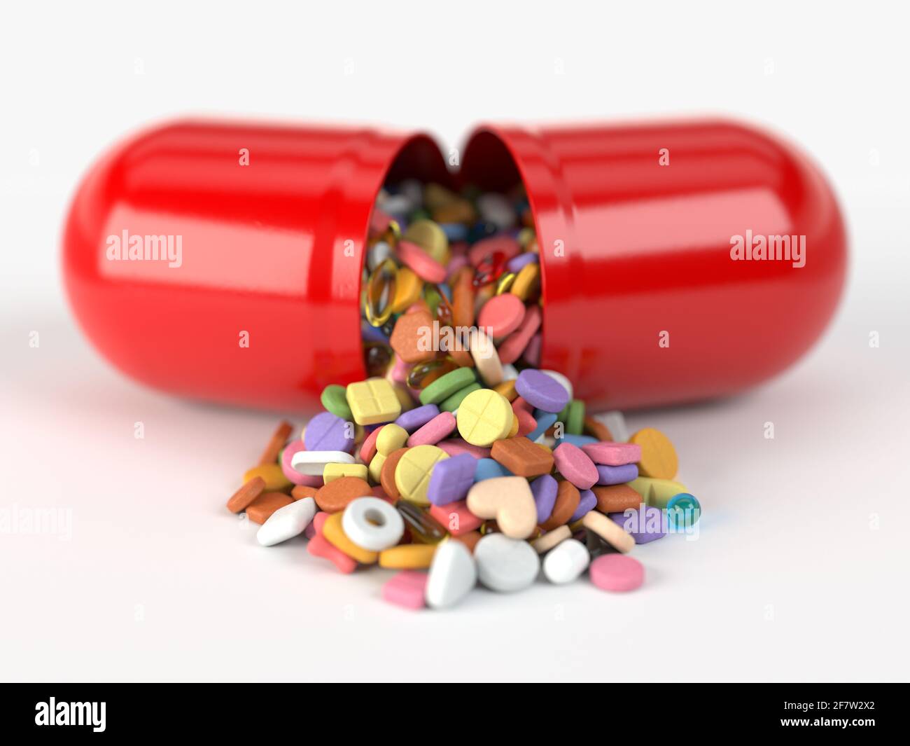 inside of capsule extracted out. 3D illustration isolated on white ...